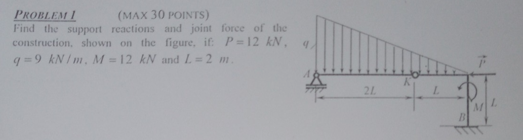 Solved PROBLEM I (MAX 30 POINTS) Find the support reactions | Chegg.com