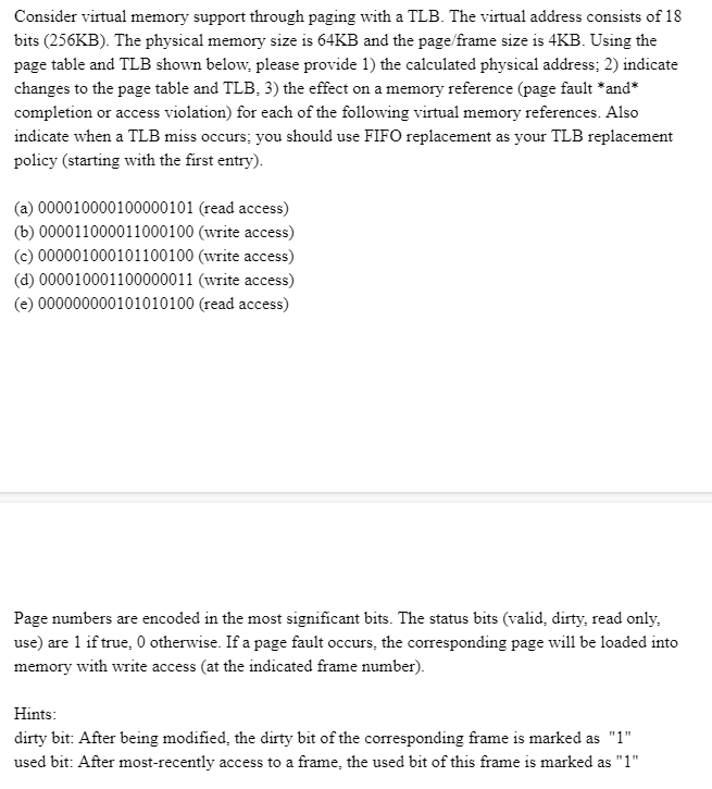 Solved Consider Virtual Memory Support Through Paging With A 2182