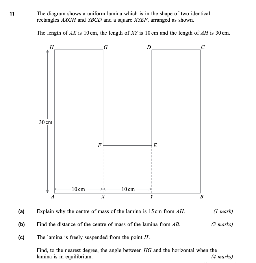 Solved 11 The diagram shows a uniform lamina which is in the | Chegg.com