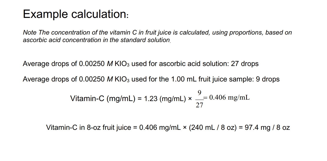 Solved PROCEDURE. Determination of the Vitamin C content in | Chegg.com