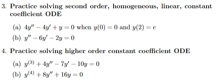 Solved 3. Practice solving second order, homogeneous, | Chegg.com