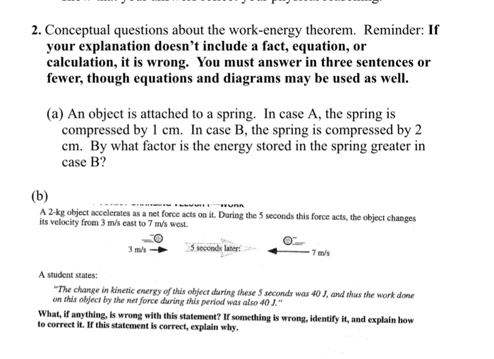 Solved 2. Conceptual questions about the work-energy | Chegg.com