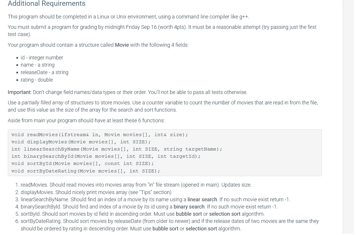 Solved This program should be completed in a Linux or Unix | Chegg.com