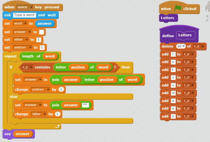 Solved when[space]key_pressed script that will take a word | Chegg.com