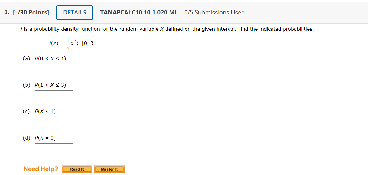 Solved 3. [-/30 Points] DETAILS TANAPCALC10 10.1.020.MI. 0/5 | Chegg.com
