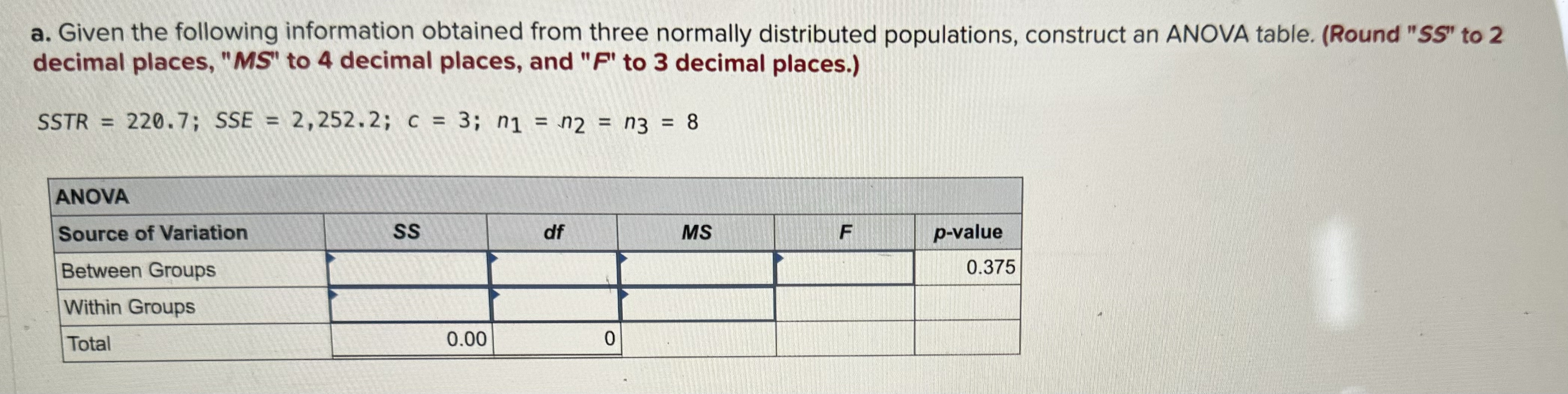 Solved a. Given the following information obtained from | Chegg.com