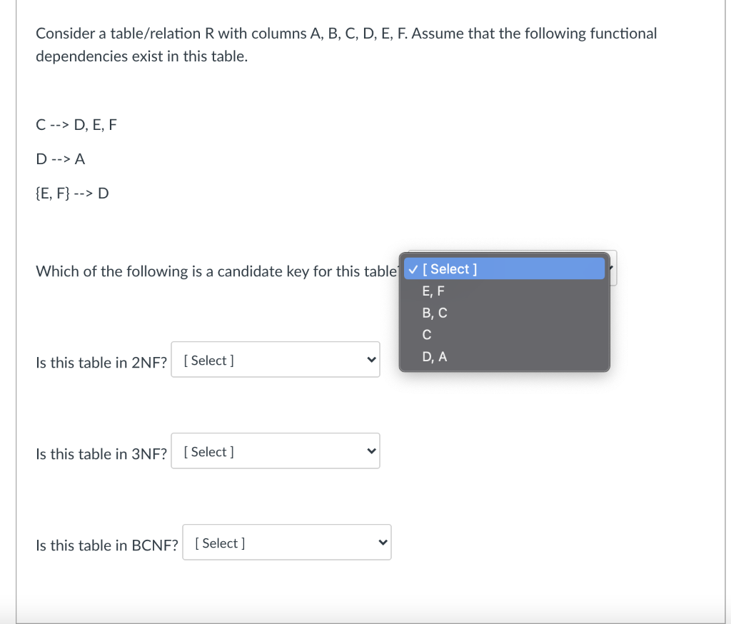 Solved Consider a table/relation R with columns A, B, C, D, | Chegg.com