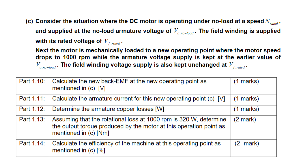 Solved rated' (c) Consider the situation where the DC motor | Chegg.com