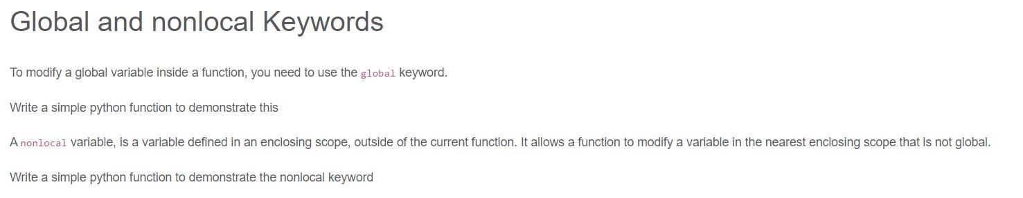 Solved Global and nonlocal Keywords To modify a global | Chegg.com Solved Global and nonlocal Keywords To modify a global | Chegg.com