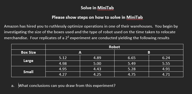 Solved Solve In Minitab Please Show Steps On How To Solve In
