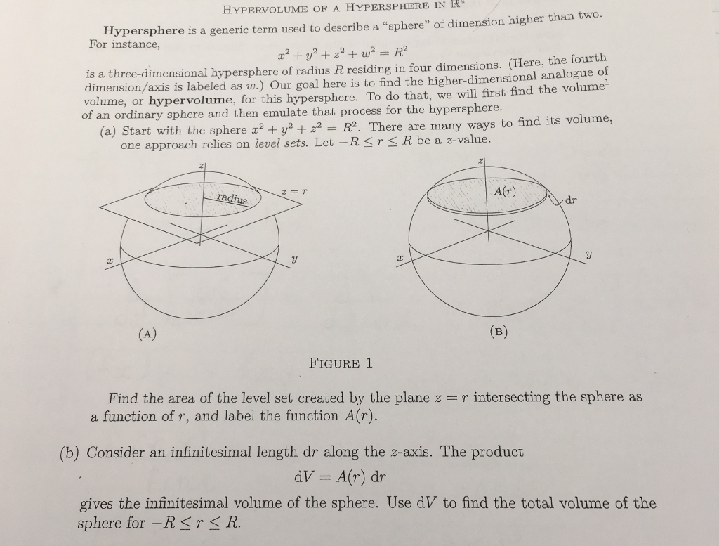 Solved HYPERVOLUME OF A HYPERSPHERE IN IR ypersphere is a | Chegg.com