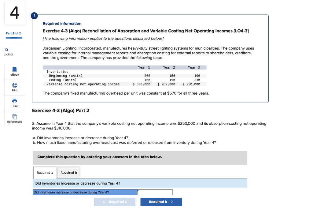 Solved Required information Exercise 4-3 (Algo) | Chegg.com