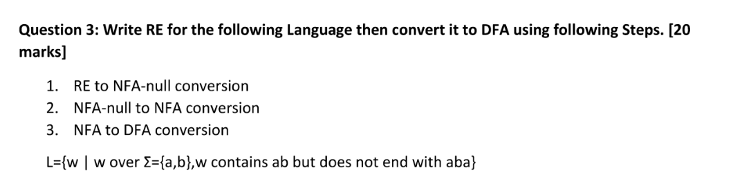 Solved Question 3: Write RE for the following Language then | Chegg.com