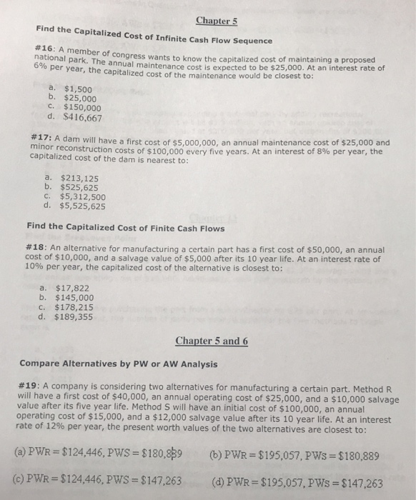 Solved Chapter 5 Find the Capitalized Cost of Infinite Cash | Chegg.com