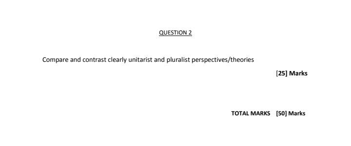 Solved QUESTION 2 Compare and contrast clearly unitarist and | Chegg.com