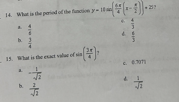 Solved 14. What is the period of the function | Chegg.com
