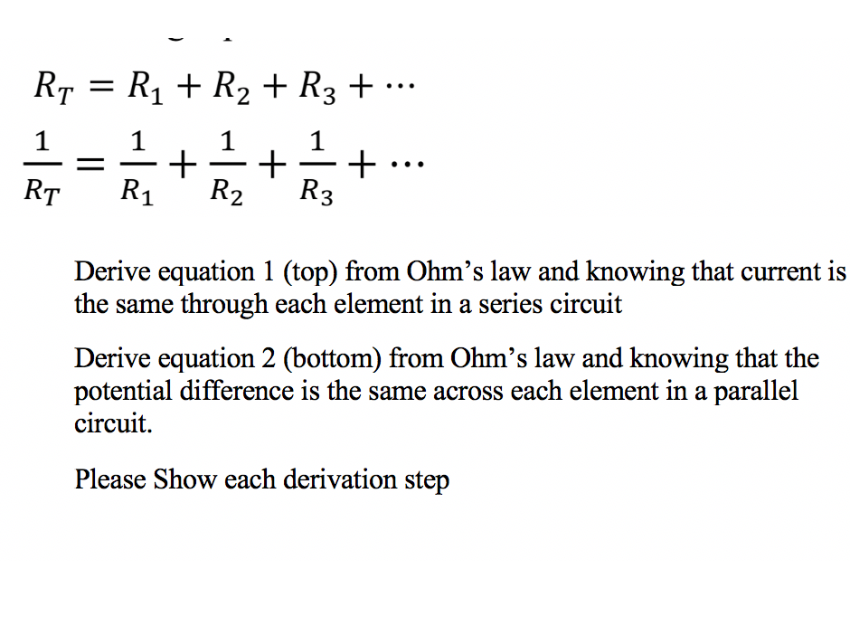Solved Ry = R1 + R2 + R3 + ... 1 1 1 1 + + + R1 R2 R3 . RT | Chegg.com