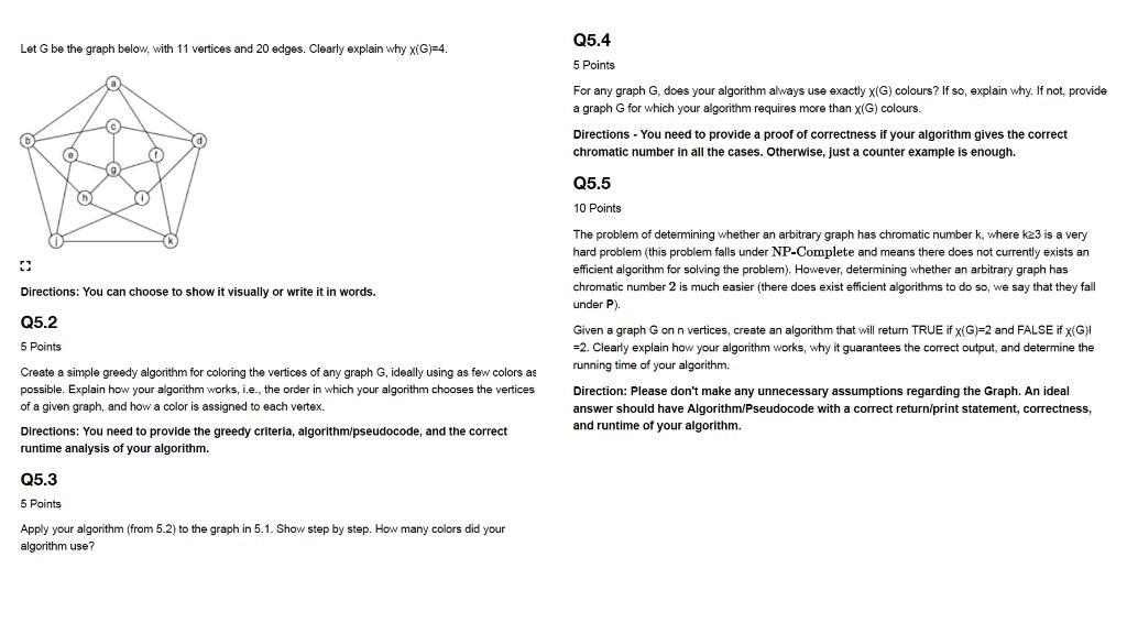 Let G be the graph below, with 11 vertices and 20 | Chegg.com