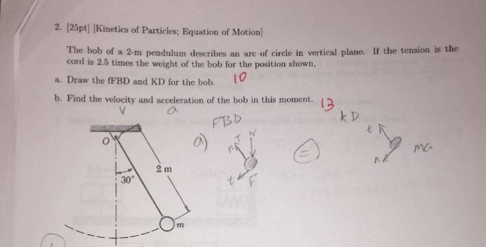 Solved 2. 125pt] [Kinetics of Particles; Equation of Motionl | Chegg.com