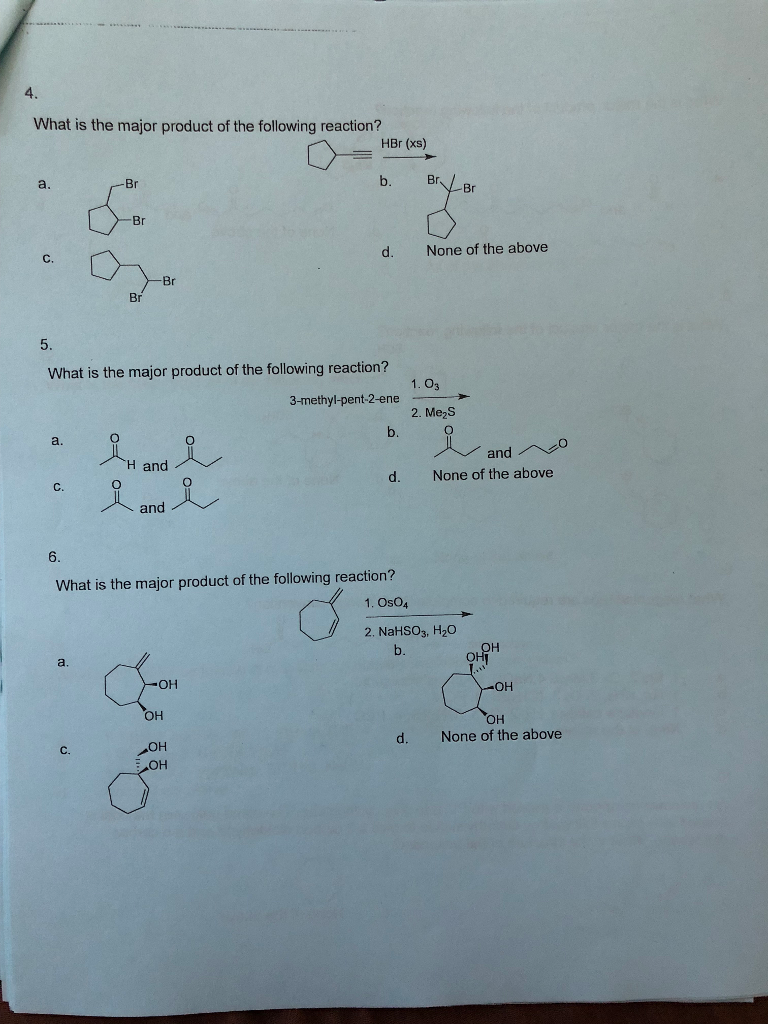 Solved What is the major product of the following reaction? | Chegg.com