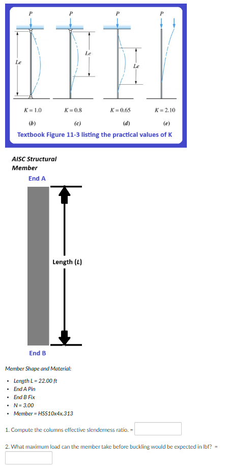 Solved Given an AISC column member determine the following | Chegg.com