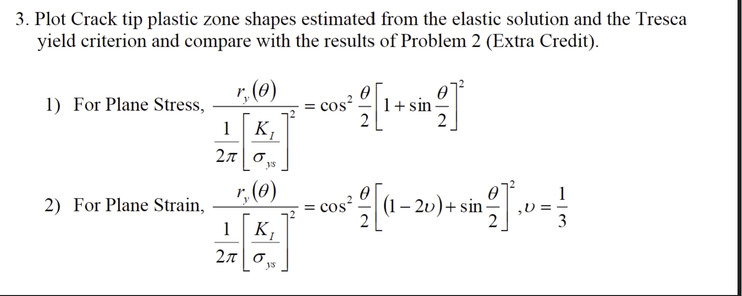 Solved Plot Crack Tip Plastic Zone Shapes Estimated From The
