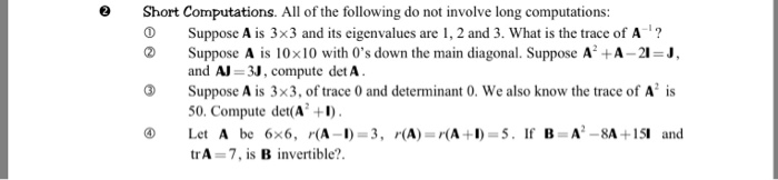 Solved e Short Computations. All of the following do not | Chegg.com