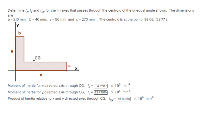 Solved Determine Ix, ly and /xy for the xyaxes that passes | Chegg.com