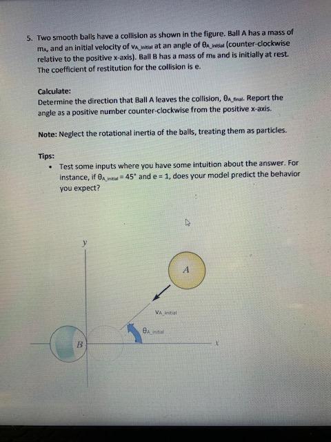 Solved 5. Two smooth balls have a collision as shown in the | Chegg.com
