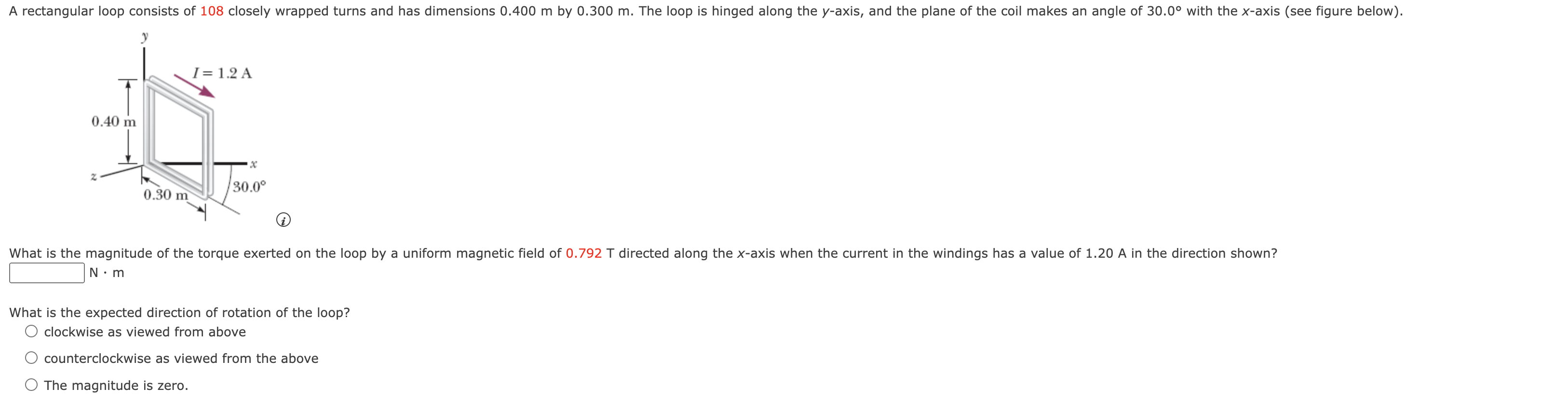 Solved A rectangular loop consists of 108 closely wrapped | Chegg.com