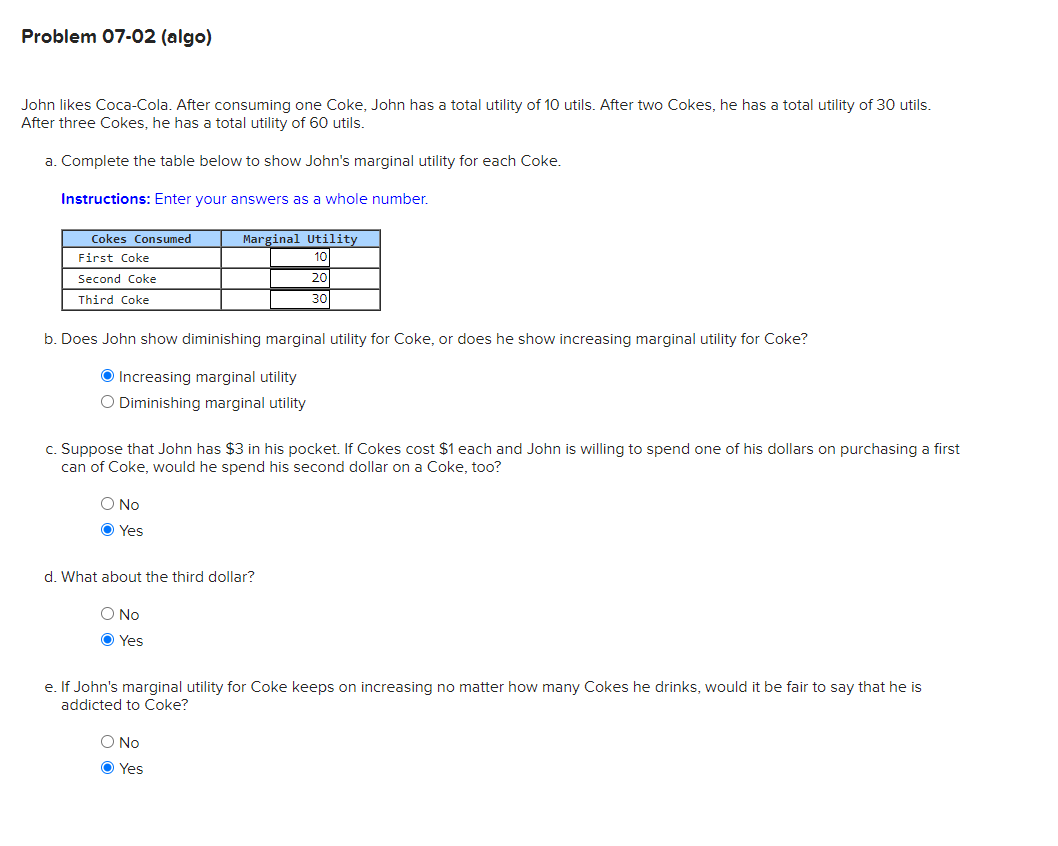 Solved Problem 07-02 (algo)John likes Coca-Cola. After | Chegg.com