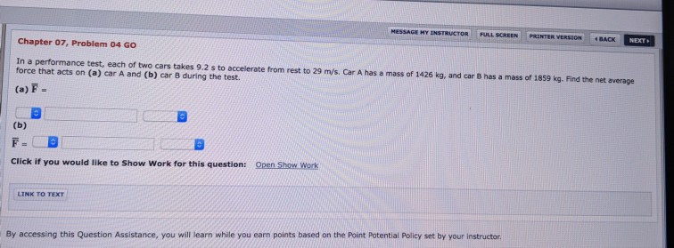 Solved ESSAGE HY INSTRUCTOR FULL SCREEN PRINTER VERSION BACK | Chegg.com