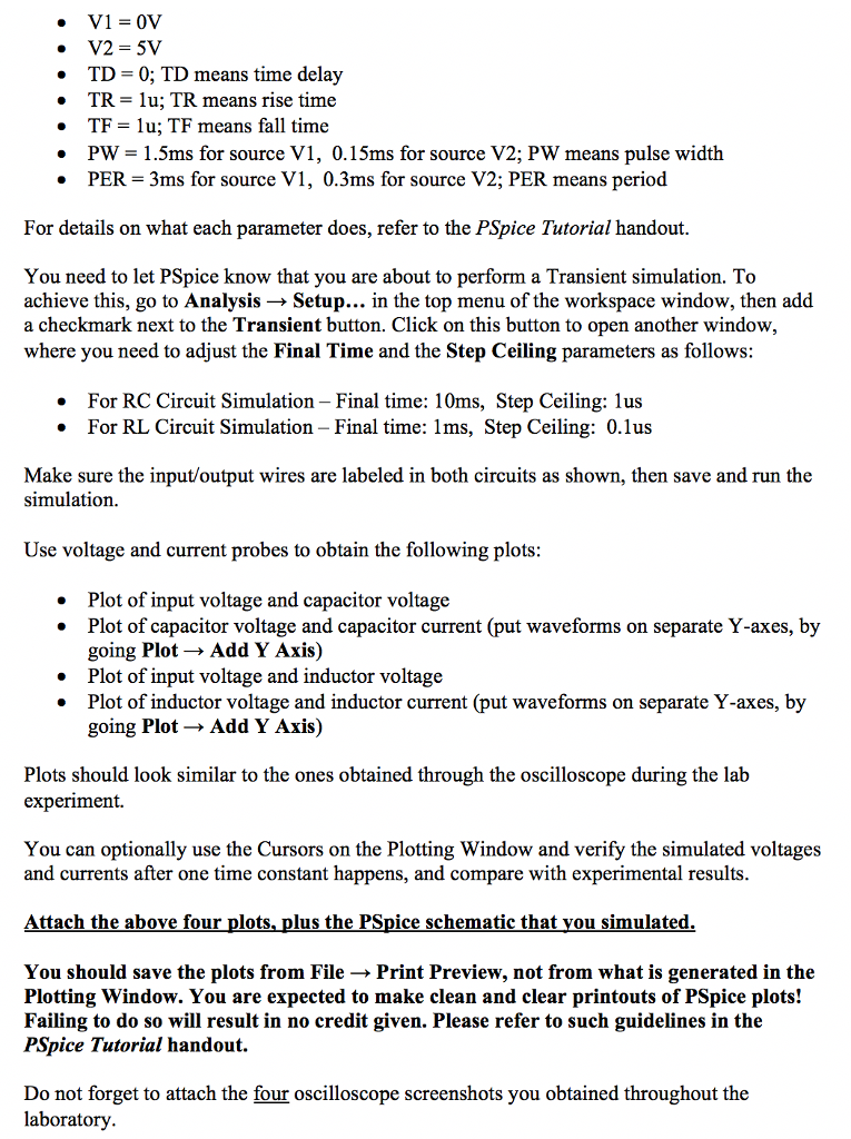 1) Perform PSpice Transient simulations for each of | Chegg.com