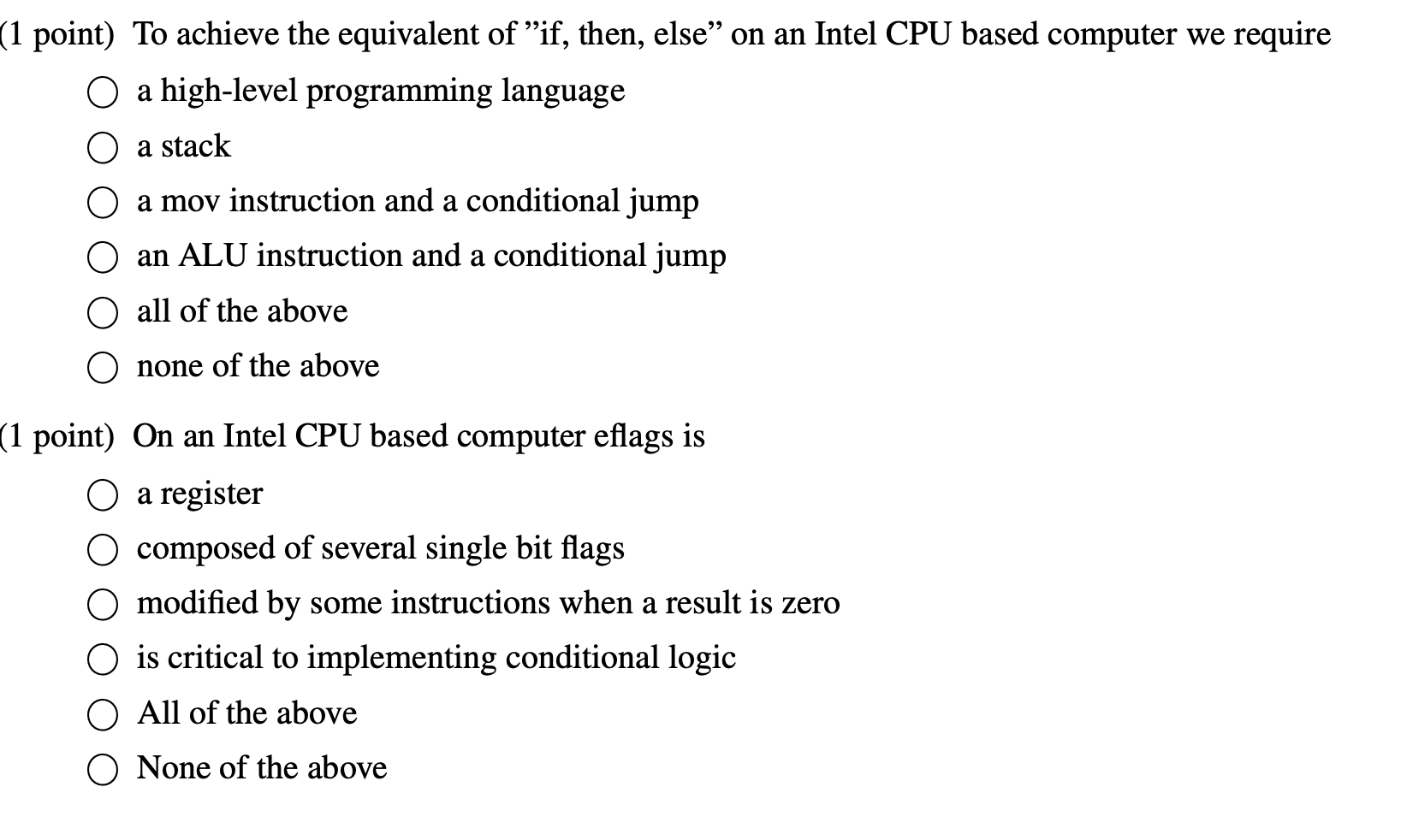 Solved point) To achieve the equivalent of "if, then, else" | Chegg.com