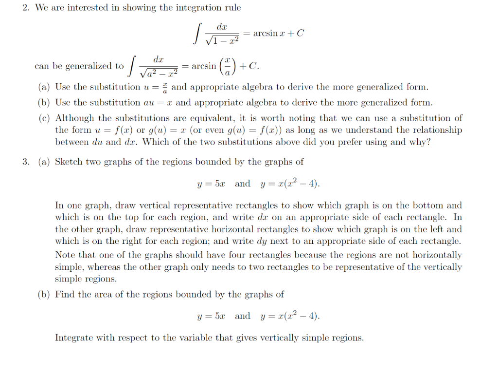 Solved 2. We are interested in showing the integration rule | Chegg.com