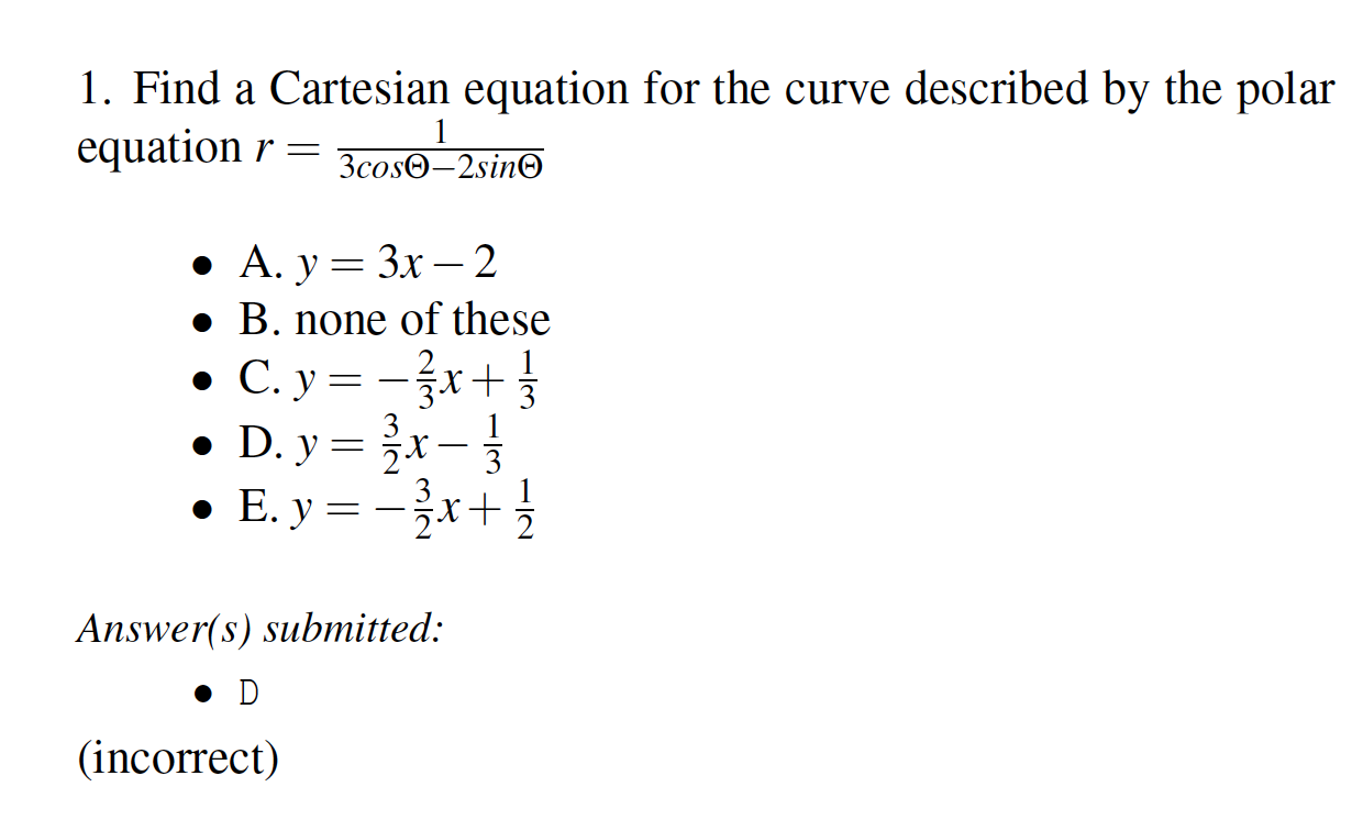 Solved 1. Find a Cartesian equation for the curve described | Chegg.com