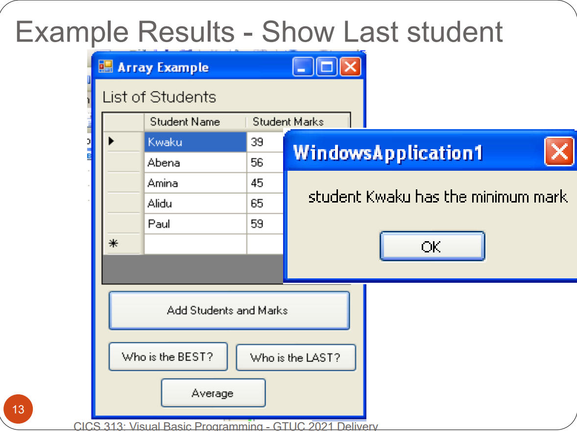 Solved A Visual Basic Application that will accept a list | Chegg.com