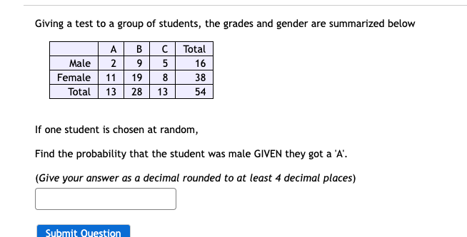 Solved Giving a test to a group of students, the grades and | Chegg.com