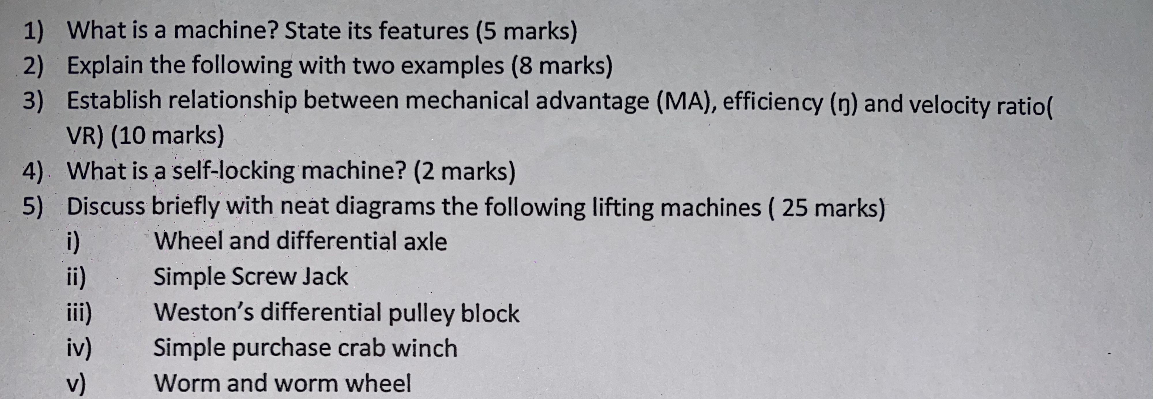 Solved 1) What is a machine? State its features (5 marks) 2) | Chegg.com Solved 1) What is a machine? State its features (5 marks) 2) | Chegg.com