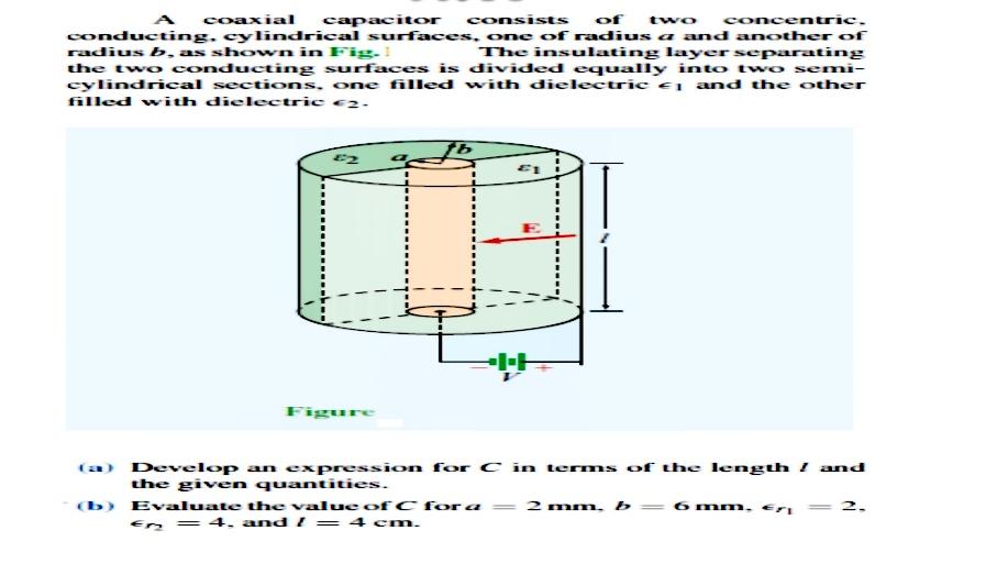 Solved coaxial capacitor consists of two concentric. | Chegg.com
