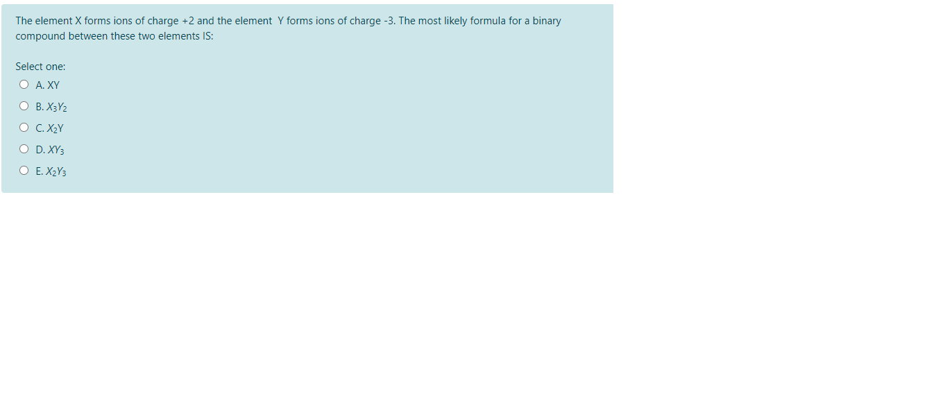 Solved The element X forms ions of charge +2 and the element | Chegg.com