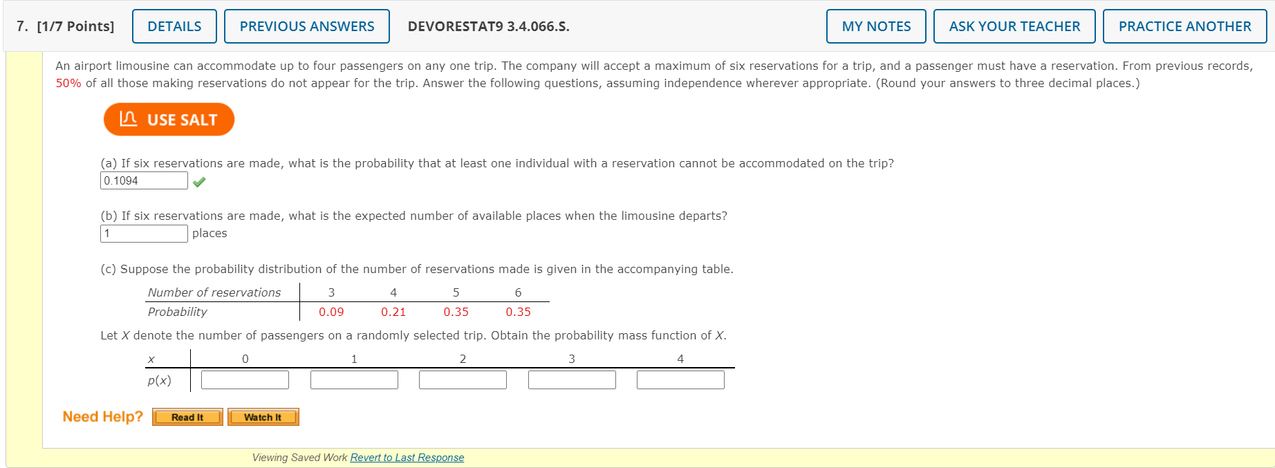 Solved 7. [1/7 Points] DETAILS PREVIOUS ANSWERS DEVORESTAT9 | Chegg.com