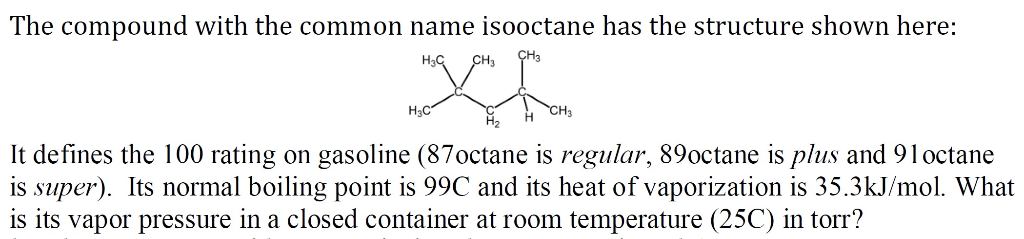 Solved The compound with the common name isooctane has the | Chegg.com