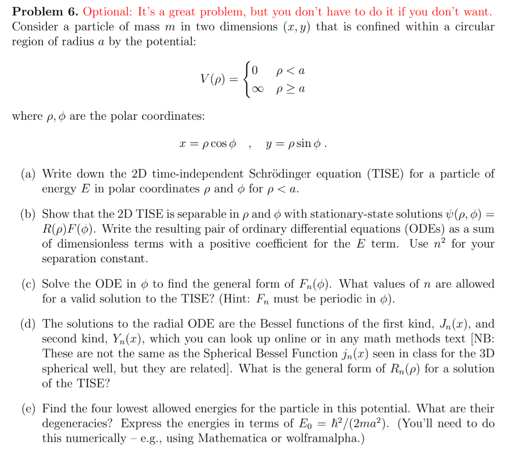 Solved Problem 6. Optional: It's a great problem, but you | Chegg.com