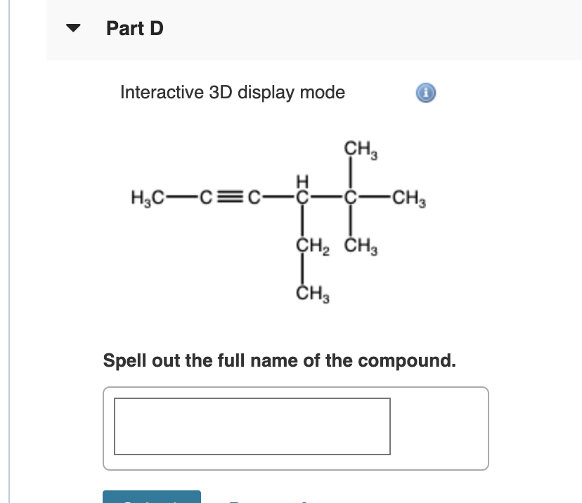 Solved Part A Interactive 3D display mode HC=C LE -CH3 CH3 | Chegg.com
