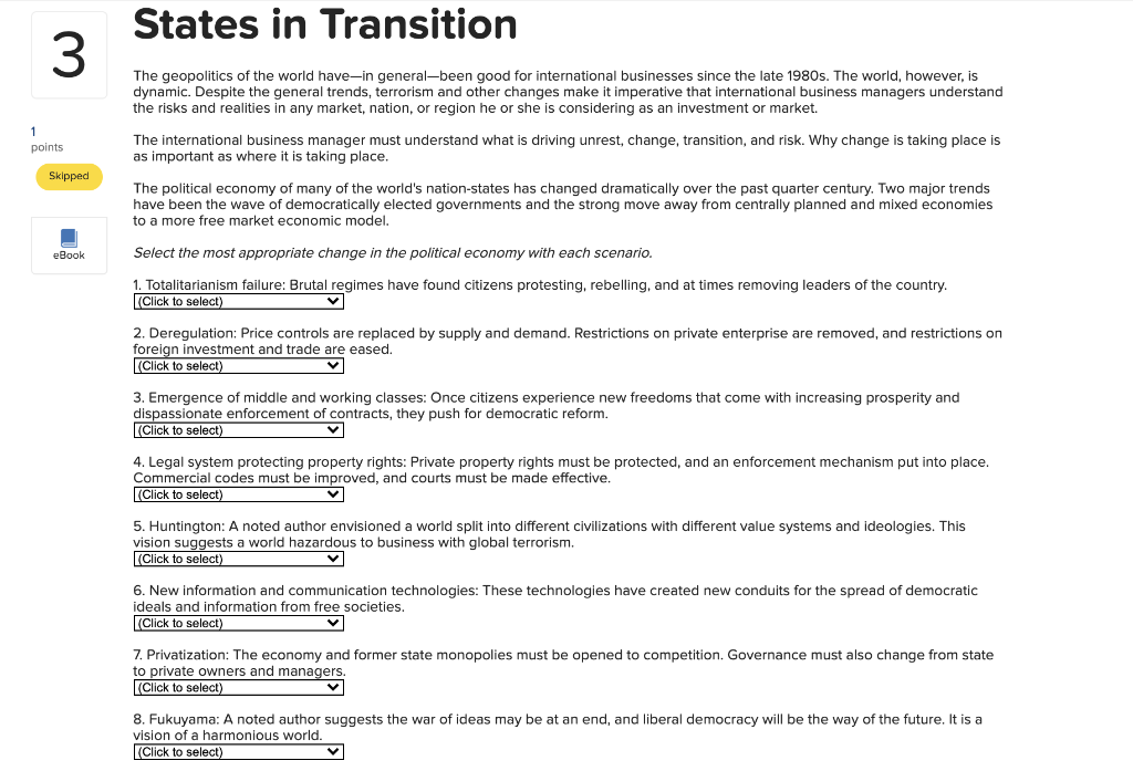Solved States in Transition m. The geopolitics of the world | Chegg.com