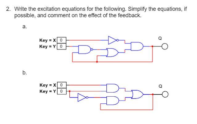 Solved 2. Write the excitation equations for the following. | Chegg.com