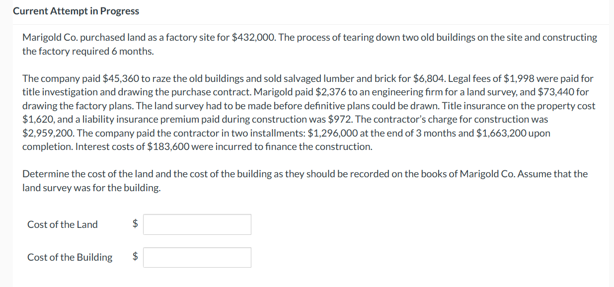Solved Marigold Co. purchased land as a factory site for | Chegg.com