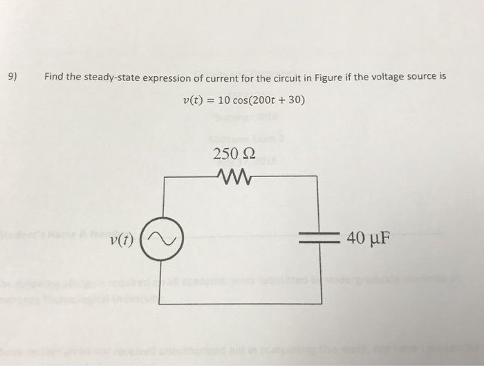 Solved 9) Find the steady-state expression of current for | Chegg.com