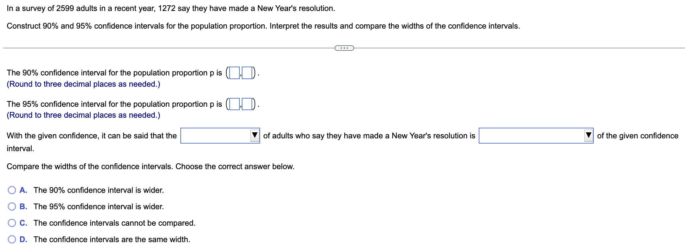 Solved In a survey of 2599 adults in a recent year, 1272 say | Chegg.com